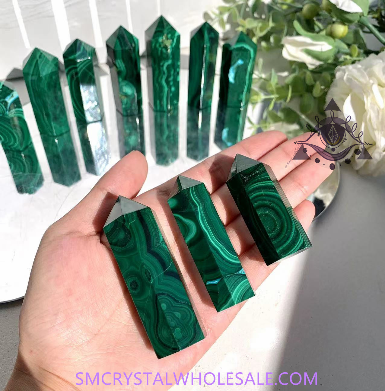 Small Malachite Tower – Simmon Crystal Wholesale